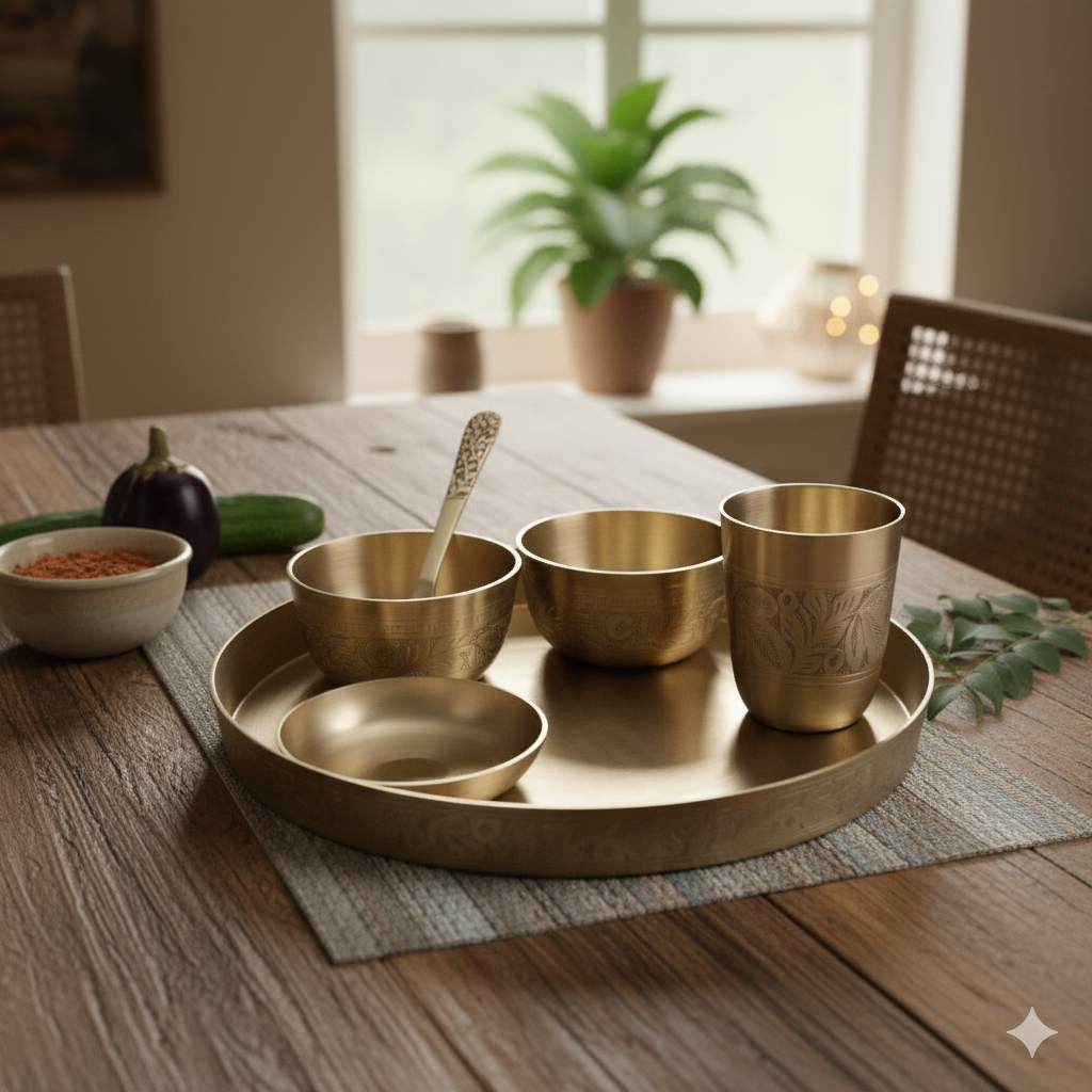 Emperor - Set of 6 Kansa Utensils Thali 11inches (28cms) – Artcraft