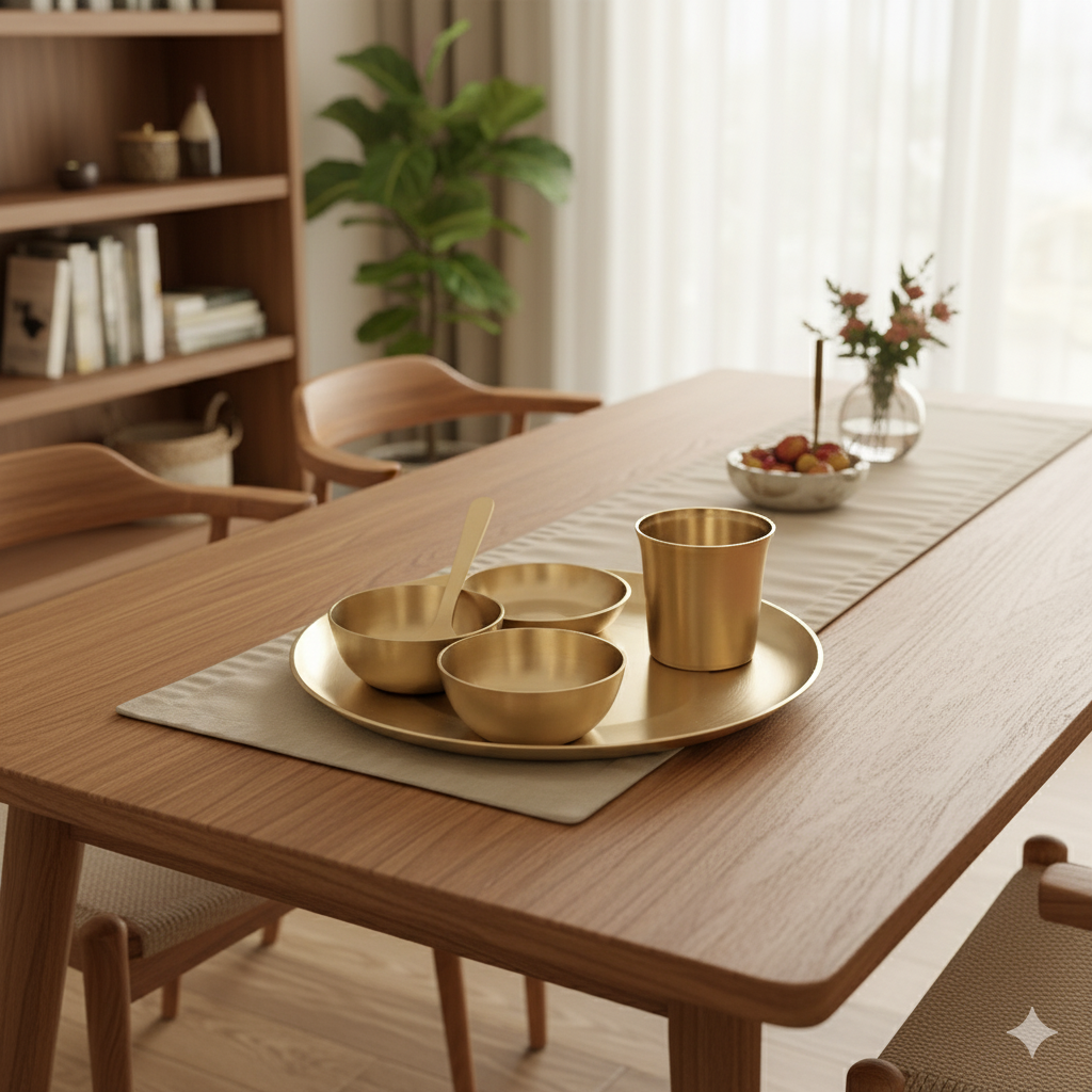 Nirvana - Set of 6 Kansa Utensils Thali 11inches (28cms) – Artcraft